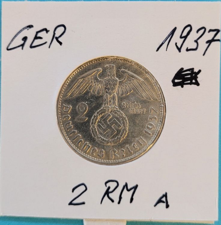 2 ReichsMark 1937 A Silber "Nazi-Deutschland" mit Patina | Kaufen auf Ricardo