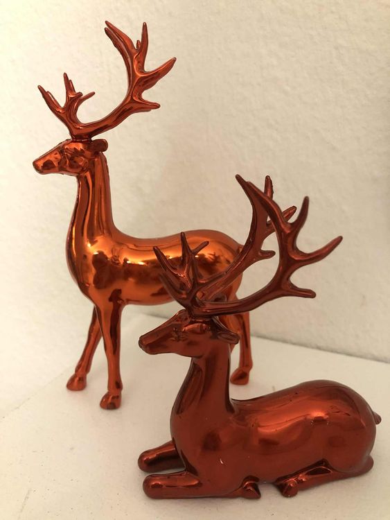 SONDERPREIS ‼️ 2 Hirsch 🦌 Statue Deko Weihnachten rot glanz (Neu ...