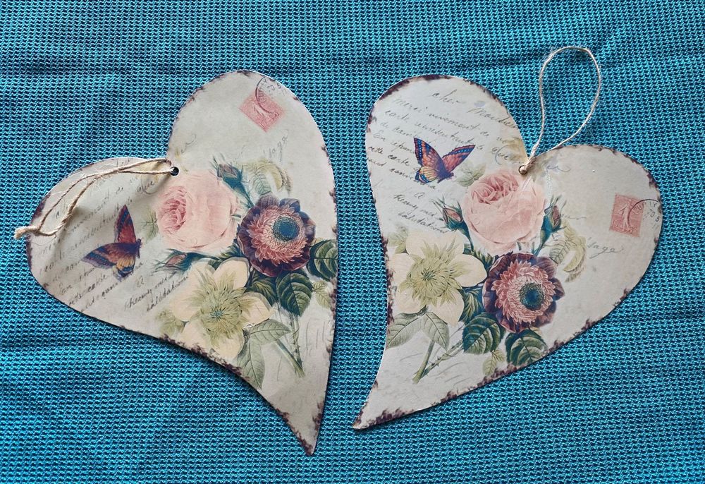 2 Deko Herz aus Blech, Landhausstil | Kaufen auf Ricardo