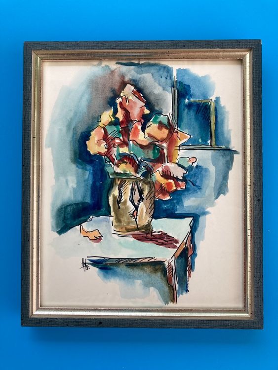 Gemälde Aquarell Stilleben unleserlich signiert 1982 | Kaufen auf Ricardo