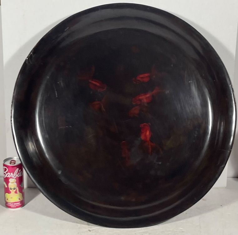 Alte Grosser China Lack Teller mit feiner Zier-Fisch Bemalu (Gebraucht ...
