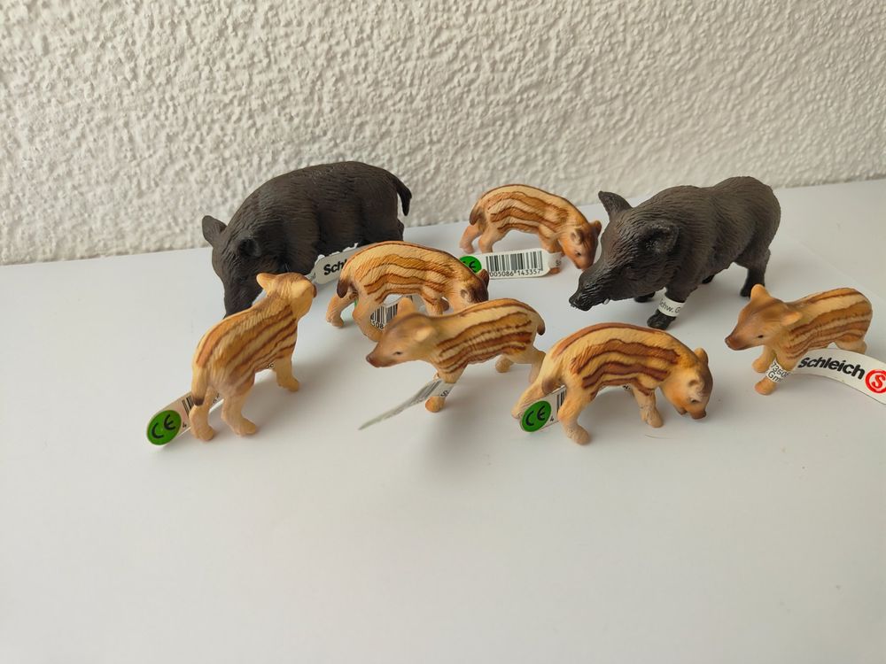 Schleich Wildschwein Familie Waldtiere Fähnchen Frischling (Gebraucht ...