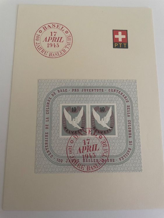 Block Basler Taube 1945 auf PTT-Blatt ab Fr. 1 | Kaufen auf Ricardo