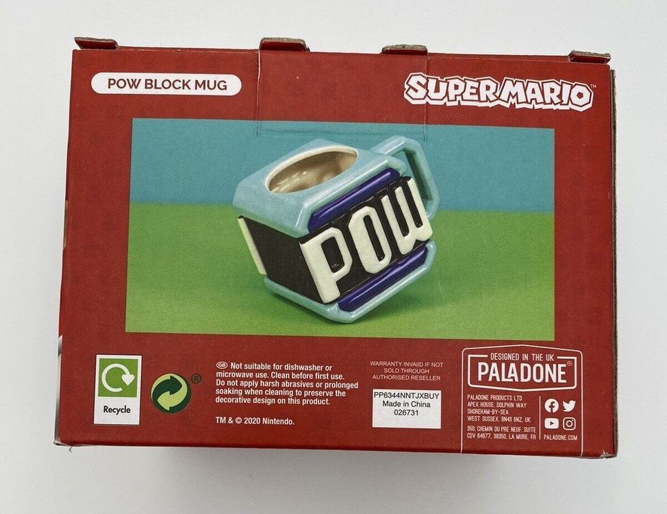 Super Mario Pow Block Mug Ceramic NEUF EMBALLAGE D'ORIGINE (Neuf avec ...