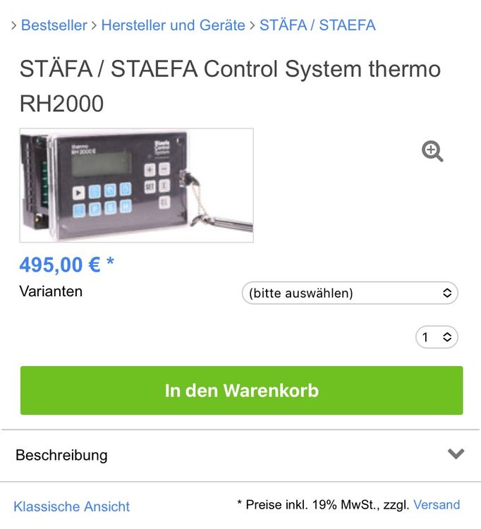 Heizungssteuerung Staefa Control System Thermo RH 2000 E | Kaufen auf ...