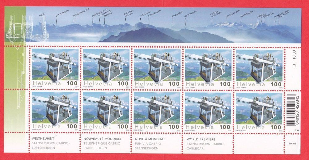 2012 Stanserhorn-Luftseilbahn 10x 1Fr. ** Postfrisch ** (Neu (gemäss Beschreibung)) in Adliswil ...