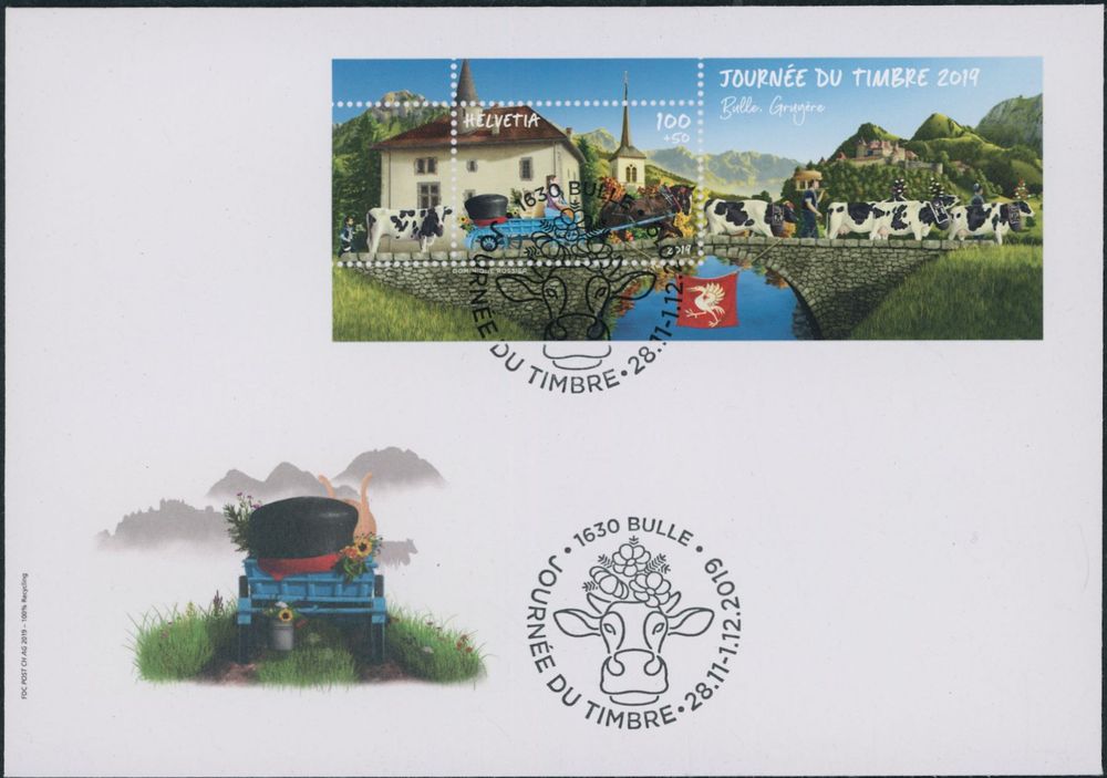 2019 - Tag der Briefmarke • Bulle - Block - Brief - Sonder (Gebraucht) in Schindellegi für CHF 7 ...