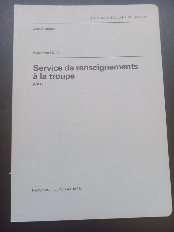 Armée suisse, Service de renseignements à la troupe, 52.10f | Acheter ...