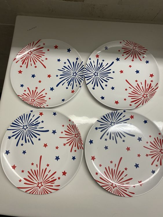 55) 4x Firework NewYear Celebration Melamine Plates BPA Free | Kaufen ...