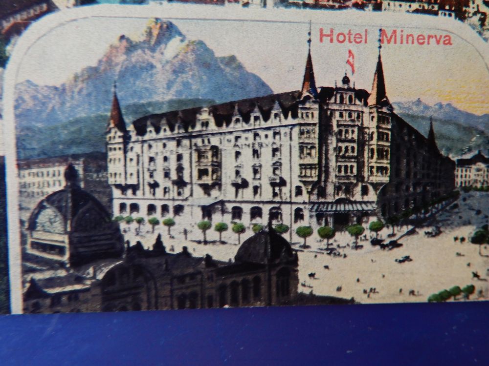 1923, Hotel Minerva in Luzern mit Pilatus, Photokarte | Kaufen auf Ricardo