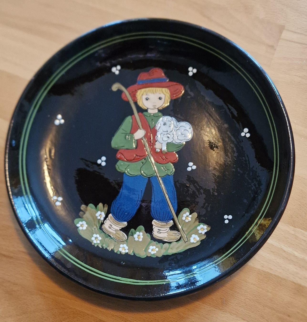 Wandteller mit Hirtenjunge und Schaf, Ø 22 cm, Top! (Gebraucht) in ...
