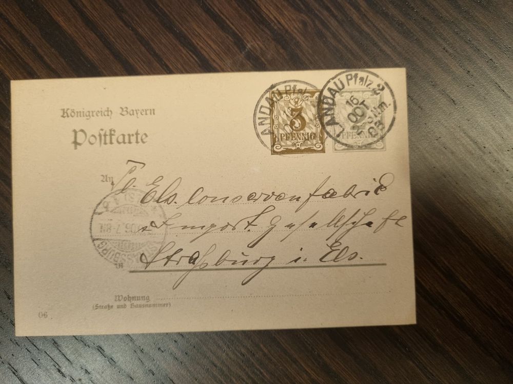 Ganzsache Postkarte Königreich Bayern 2 und 3 Pfennig. (Gebraucht) in ...