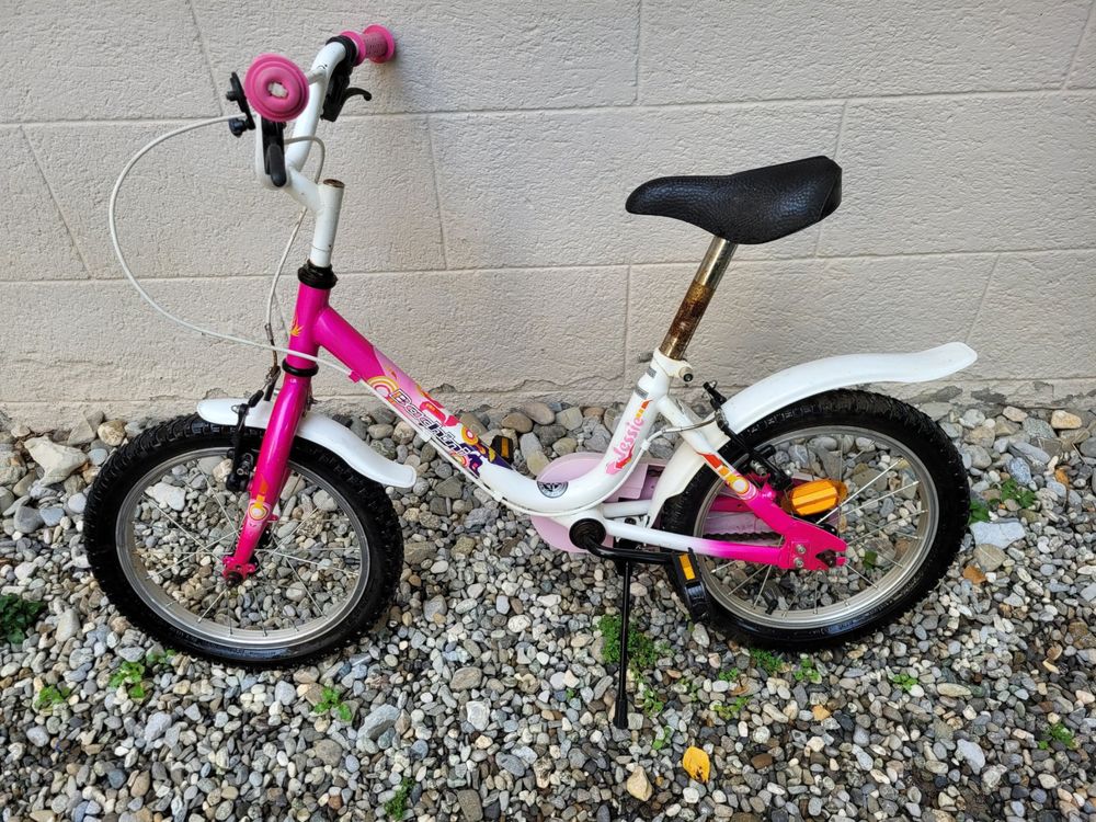 Vélo fille 4-6 ans, rose et blanc, bon état général | Kaufen auf Ricardo