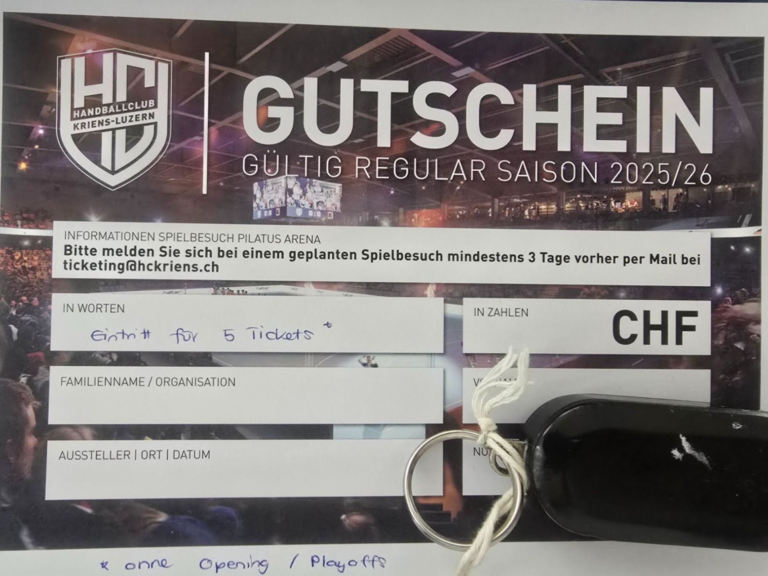 Gutschein für 5 Tickets HC Kriens-Luzern Saison 25/26 (Gebraucht) in ...