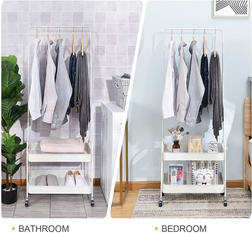 Kleiderständer mit 2 Etagen auf Rollen, Garderobenständer (Neu und originalverpackt) in ...