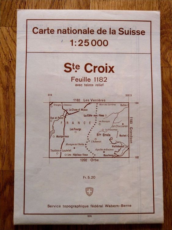 Carte nationale de la Suisse Ste.Croix (Gebraucht) in Schaffhausen für ...