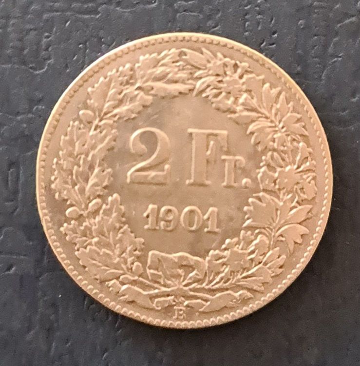 2 Franken Silber, 1 Stk. Jg. 1901, sehr rare Münze (Gebraucht) in Messen für CHF 75 – mit ...