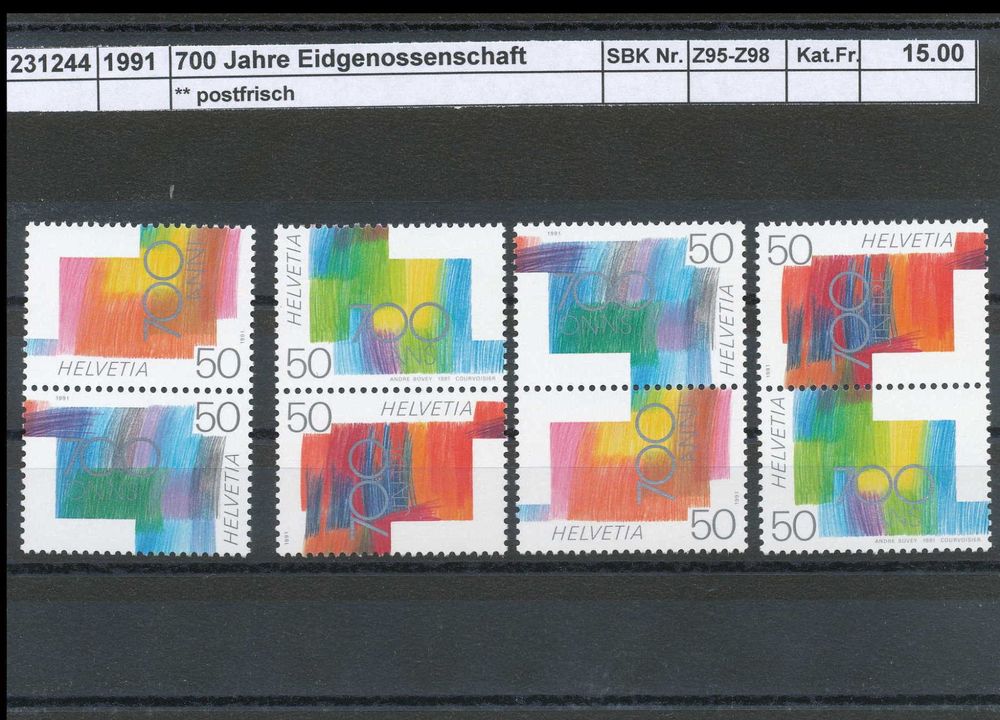 1991 Zusammendruck - 700 Jahre Eidgenossenschaft | Kaufen auf Ricardo