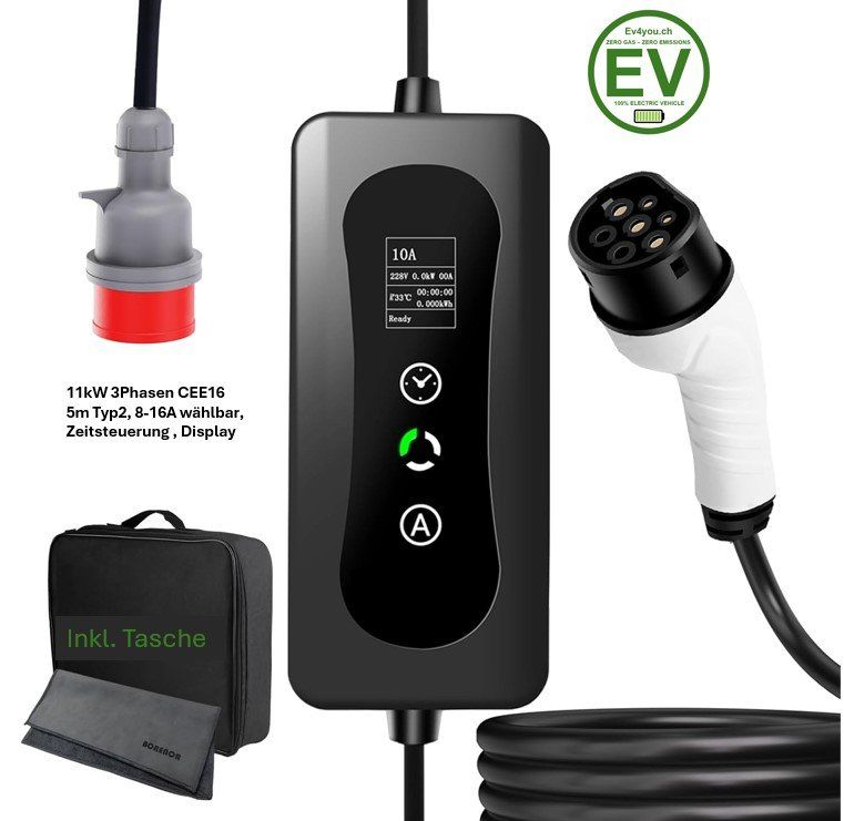 EV Ladestation Wallbox 11kW Typ2 5Meter, 3 Phasen CEE16 Demo (Neu (gemäss Beschreibung)) in Igis ...