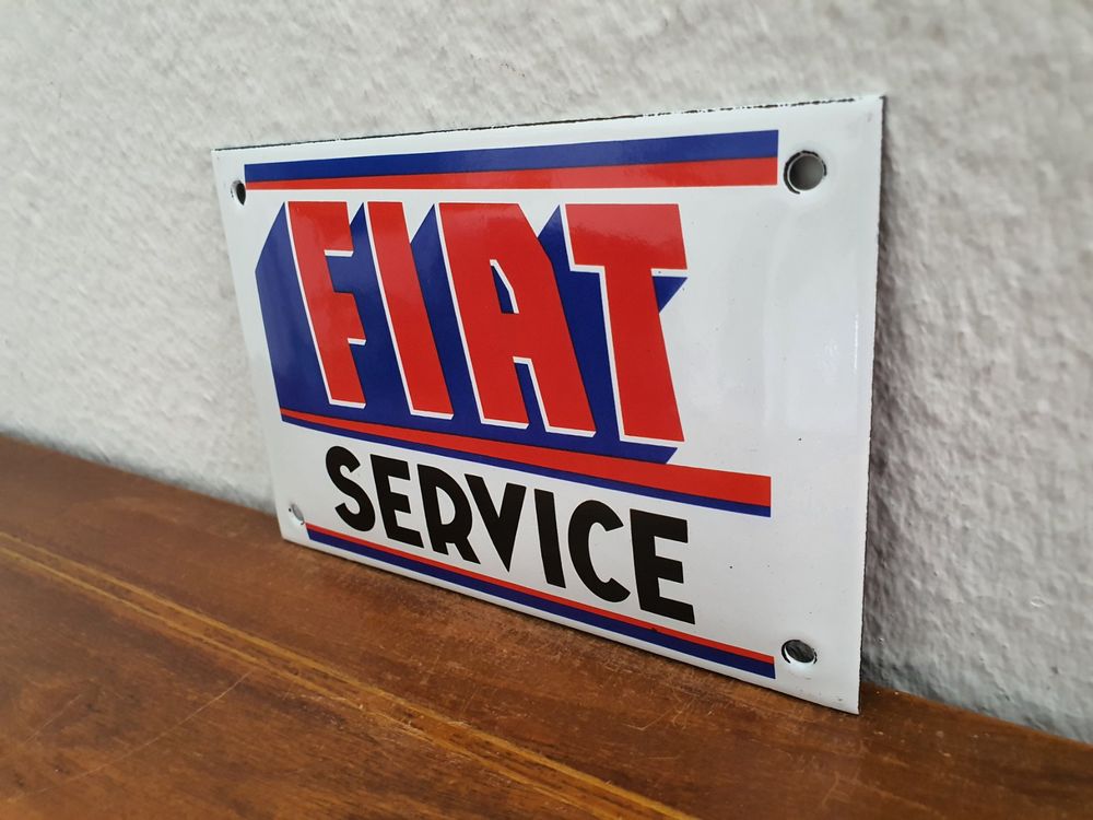 Emailschild FIAT Service Logo Emaille Schild Reklame Retro (Neu (gemäss ...