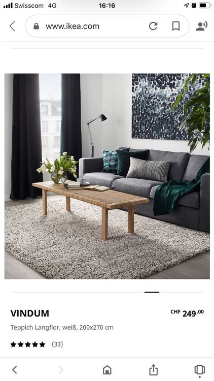Vindum Teppich Langflor Dunkelgrau Ikea