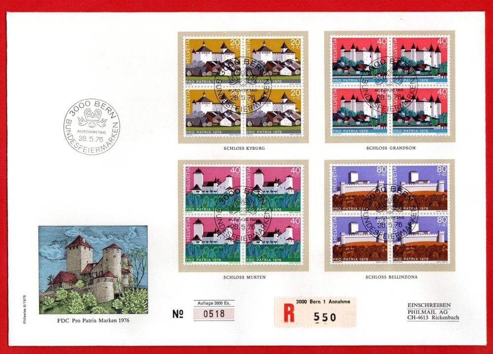 PP 1976 FDC Schweizer Schlösser VB illustrierter Luxusbrief (Gebraucht) in Stein am Rhein für ...