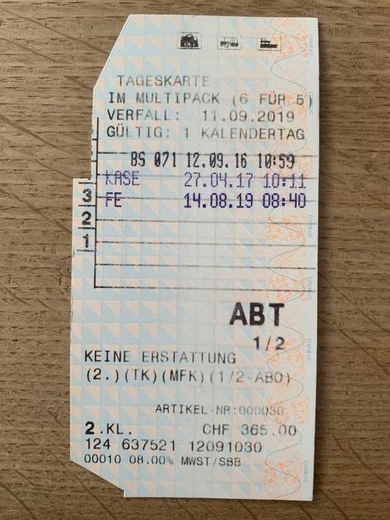 3x SBB Halbtax Tages-Mehrfahrtkarten | Kaufen auf Ricardo