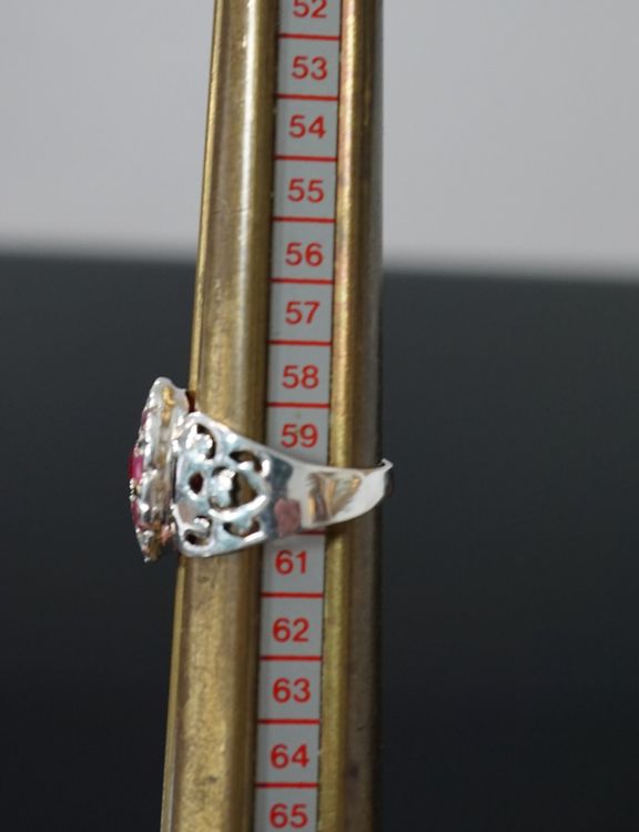 ALTER 925 SILBER RING RUBIN EDELSTEIN GEPUNZT (Gebraucht) in Vettweiß ...
