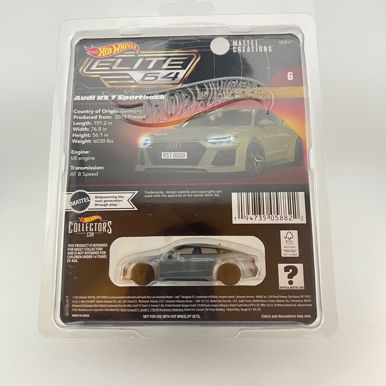 HOT WHEELS Elite Audi RS 7 Sportback - Elite 64 - 2022 (Neu und ...