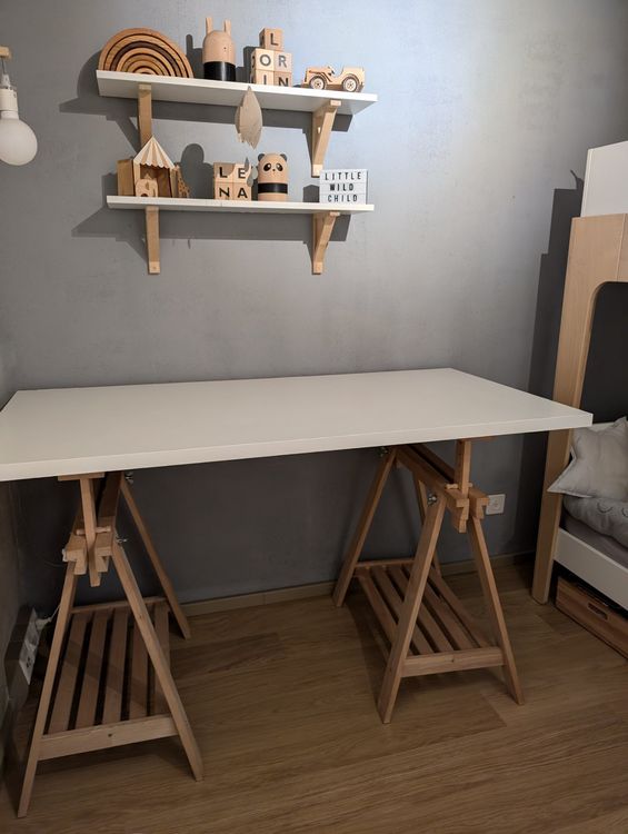IKEA Schreibtisch LAGKAPTEN / MITTBACK weiss/Birke 140x60 cm (Gebraucht ...
