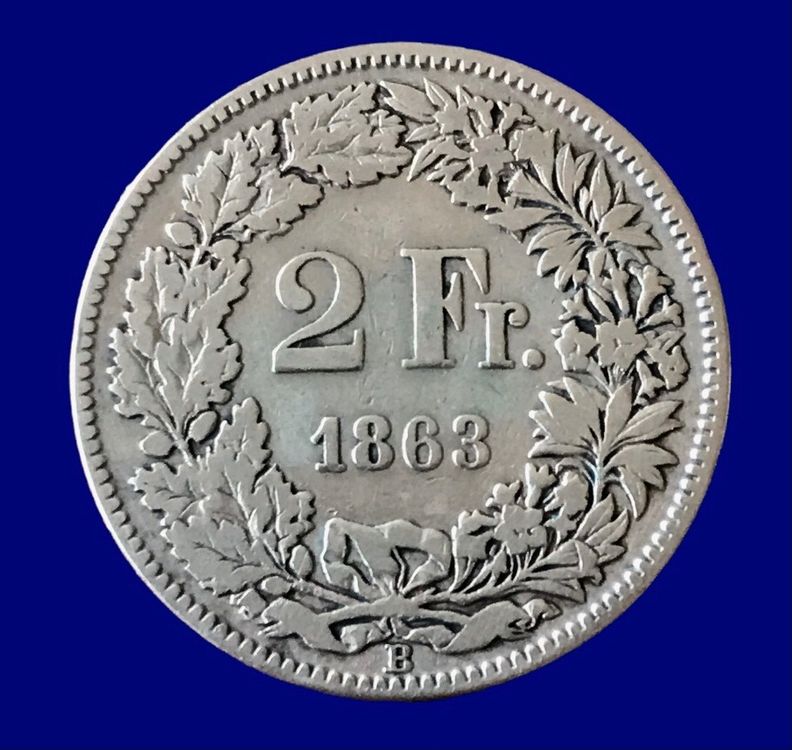 Schweiz 2 Franken Silber Jahrgang 1863 (Gebraucht) in Winterthur für CHF 225 – mit Lieferung auf ...