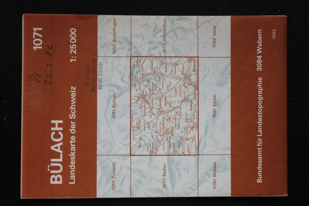 BÜLACH - Landeskarte der Schweiz 1 : 25 000 / 1982 (Gebraucht) in Wiedlisbach für CHF 1.1 – mit ...