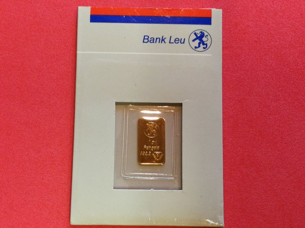 Goldbarren - Bank Leu - 1 Gramm in OVP (Neu und originalverpackt) in ...