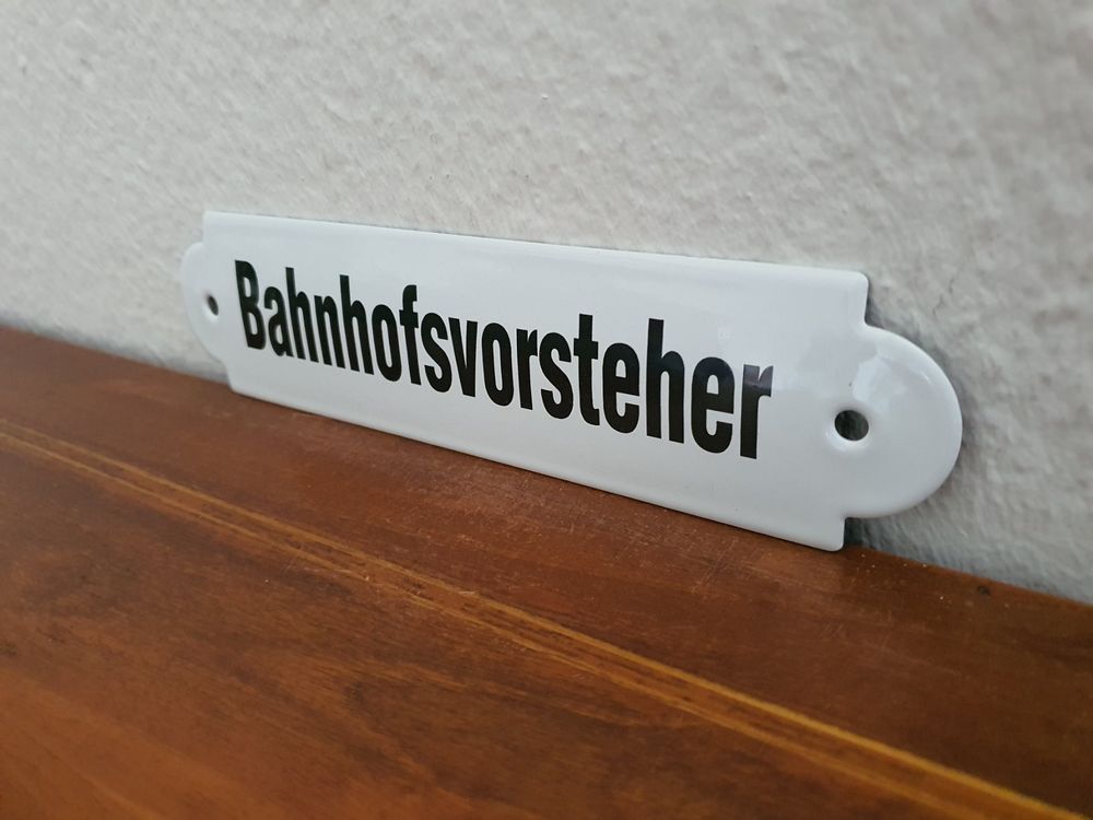Emailschild Bahnhofsvorsteher Zug Bahn Tram Emaille Schild (Neu (gemäss Beschreibung)) in ...