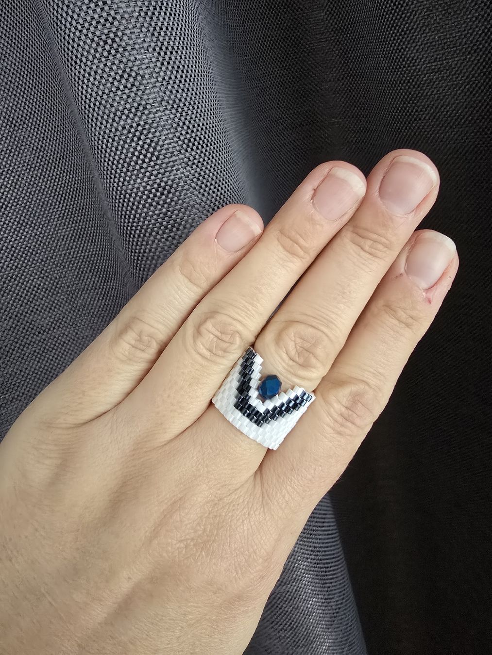 💎 Bague « V Mystique » – Perles Miyuki & cristal bleu (Neuf avec ...