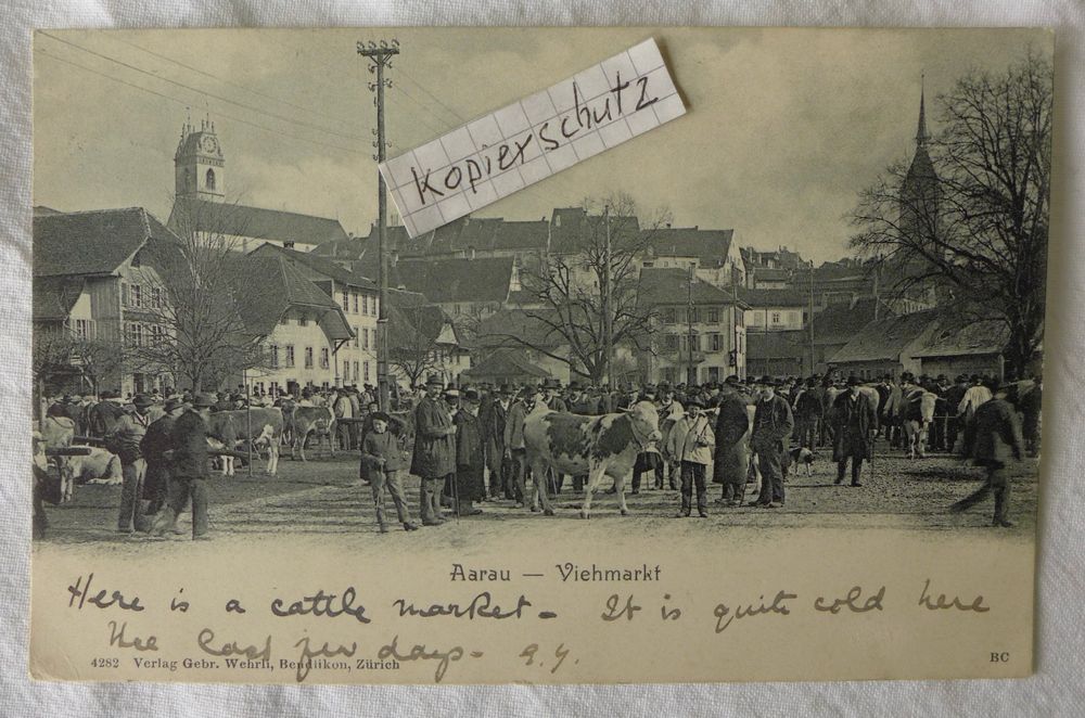 AK AARAU AG, VIEHMARKT, Häuserfront, belebt | Kaufen auf Ricardo