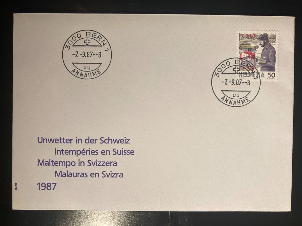 Schweiz 1987 Ersttagsbrief Unwetter-Zuschlag (Gebraucht) in Liestal für CHF 1 – mit Lieferung ...