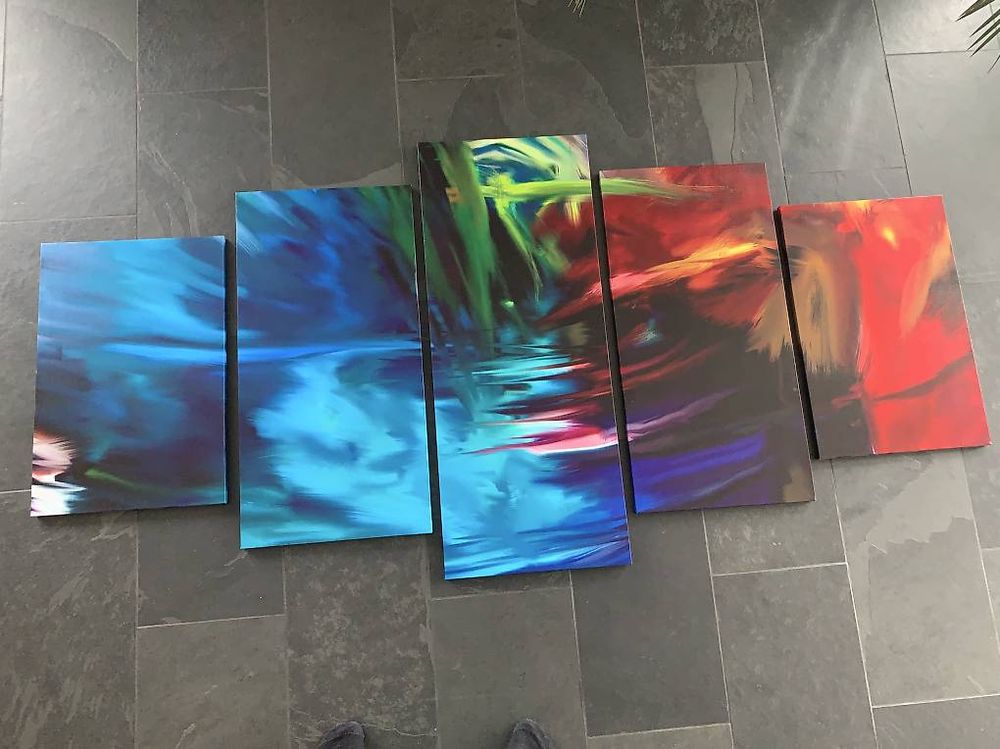 5er Bilder Ensemble auf Leinwand und Rahmen (Gebraucht) in Bad Zurzach für CHF 40 – nur Abholung ...