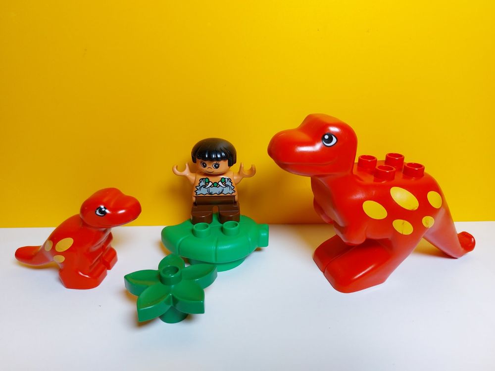 LEGO Duplo Dinosaurier T-Rex mit kleinem Dino und Kind (Gebraucht) in ...