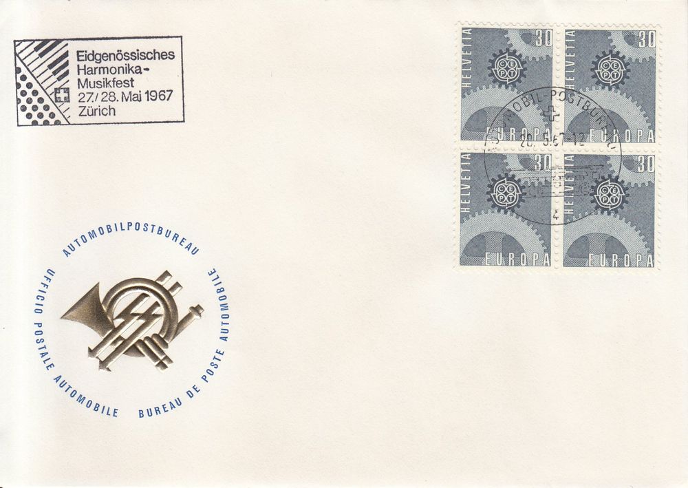 Sonderstempel A. 1057 Harmonika-Musikfest Zürich 1967 (Gebraucht) in Bürglen TG für CHF 1 – mit ...