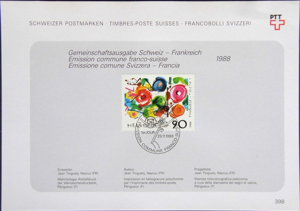 original JEAN TINGUELY (& Co.) VI 8 Belege (Neu (gemäss Beschreibung ...