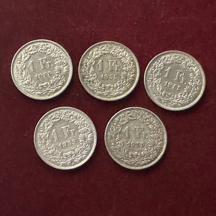 5 x 1 Franken Silber 1955 selten | Kaufen auf Ricardo