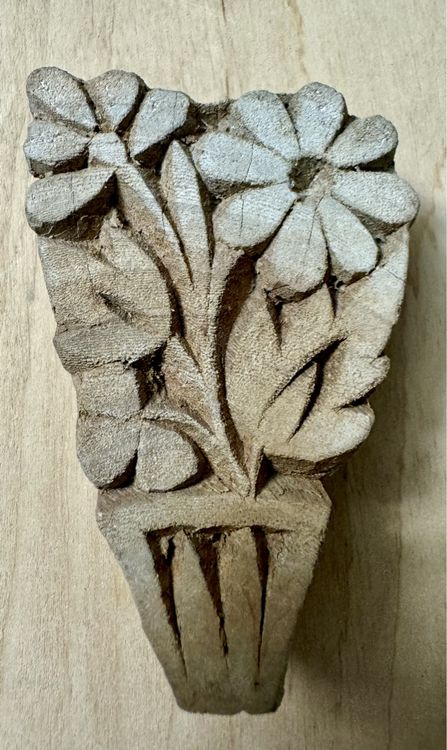 Alter Stempel Stoffstempel Holz Blume geschnitzt (Gebraucht) in ...