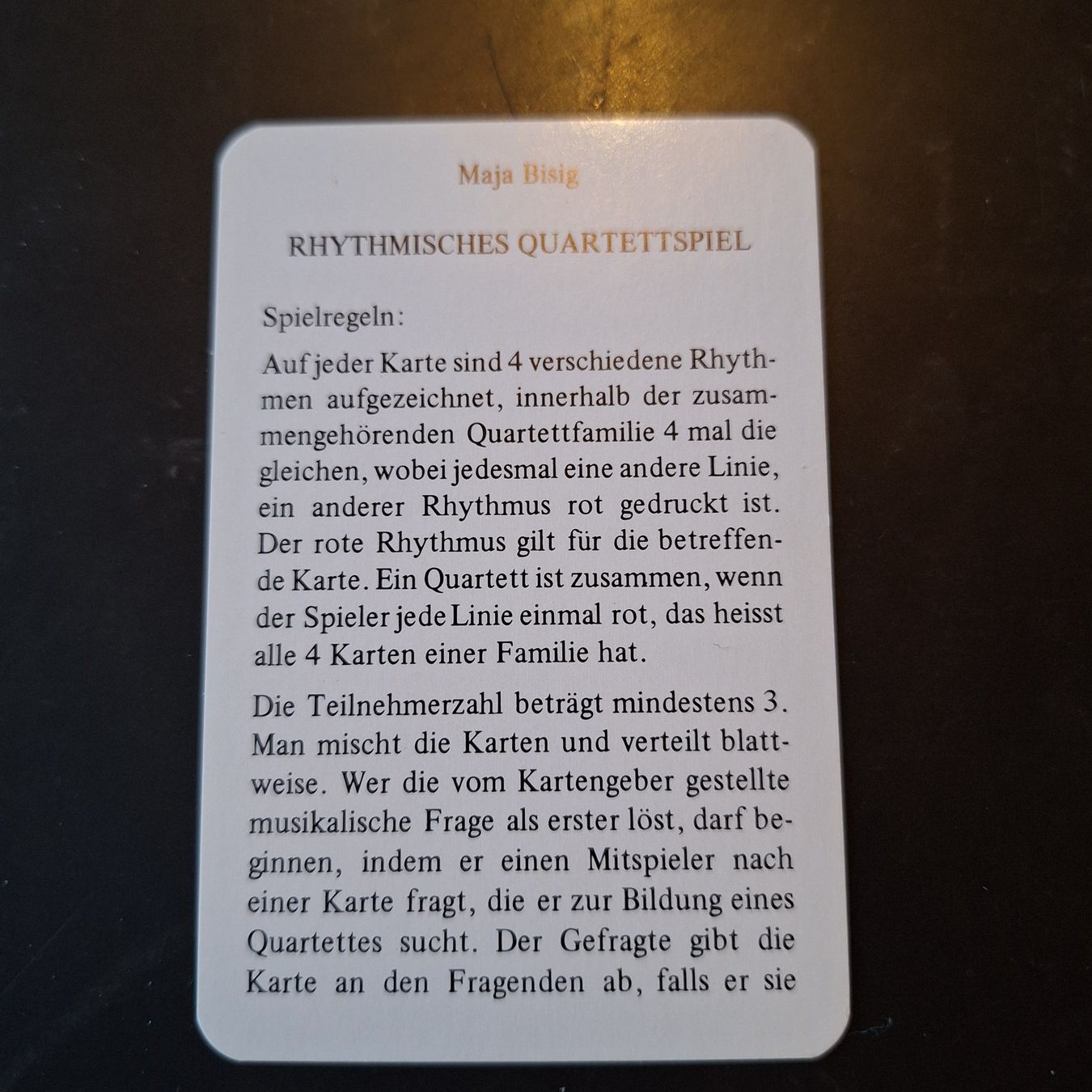 Rhythmisches Quartettspiel Maja Bisig (Neu (gemäss Beschreibung)) in ...