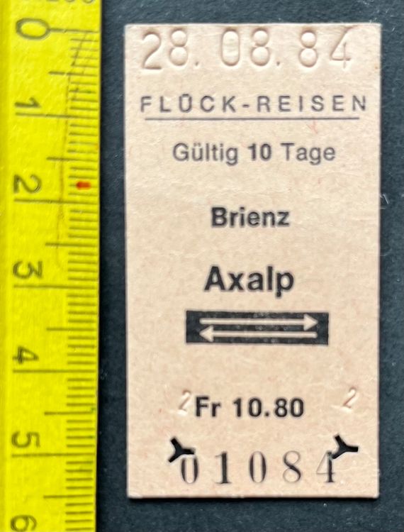 FLÜCK-REISEN Gültig 10 Tage Brienz Axalp 1984 (Gebraucht) in Wabern für CHF 6.1 – mit Lieferung ...