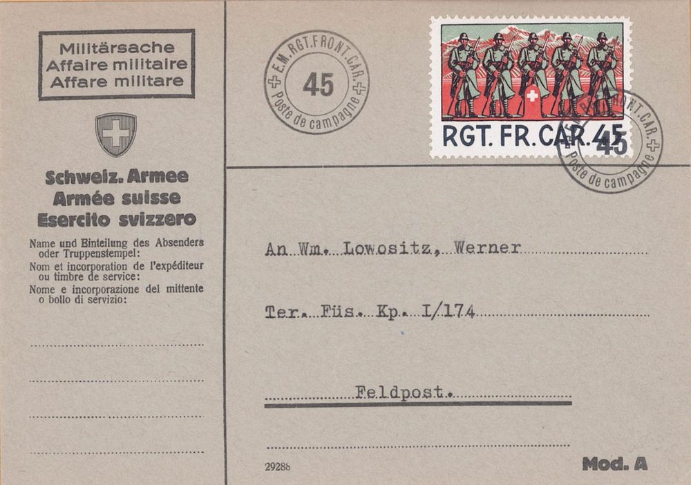 Feldpost mit ...... Grenztruppen (Gebraucht) in Bazenheid für CHF 1.5 – mit Lieferung auf ...