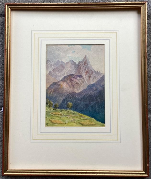 Berglandschaft Aquarell Monogrammiert | Kaufen auf Ricardo