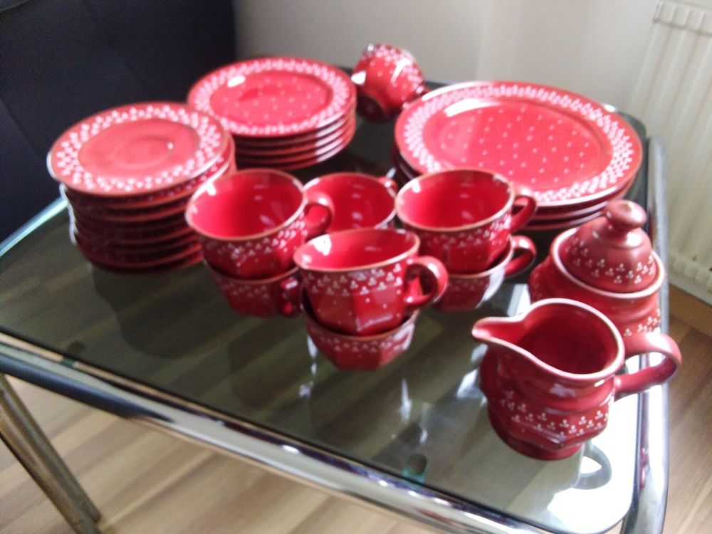27 Teilig Geschirr Hartsteingut rot mit Platten für 24.--Fr | Kaufen ...