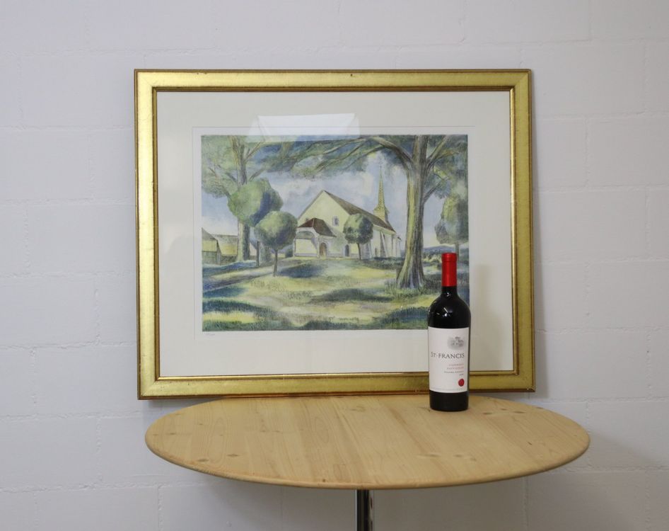 Marcel Hayoz (1929) Lithographie "Kirche Düdingen", signiert (Gebraucht ...