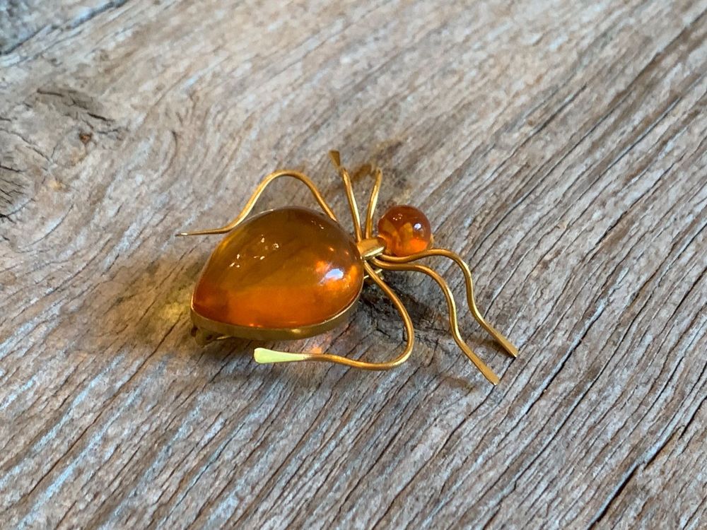 Brosche Insekt extravagant 1940er Jahre SPINNE honiggelb IKS | Kaufen ...